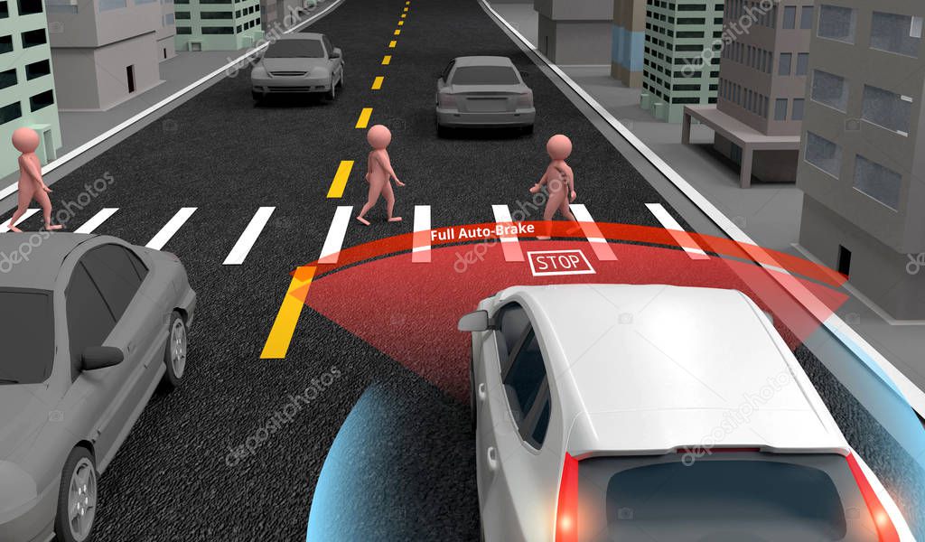 Sistema de asistencia de frenado de emergencia (EBA) para evitar el concepto de accidente ...