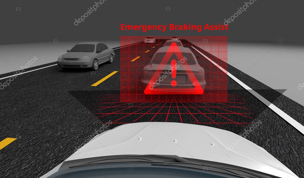 Sistema de asistencia de frenado de emergencia (EBA) para evitar el concepto de accidente ...