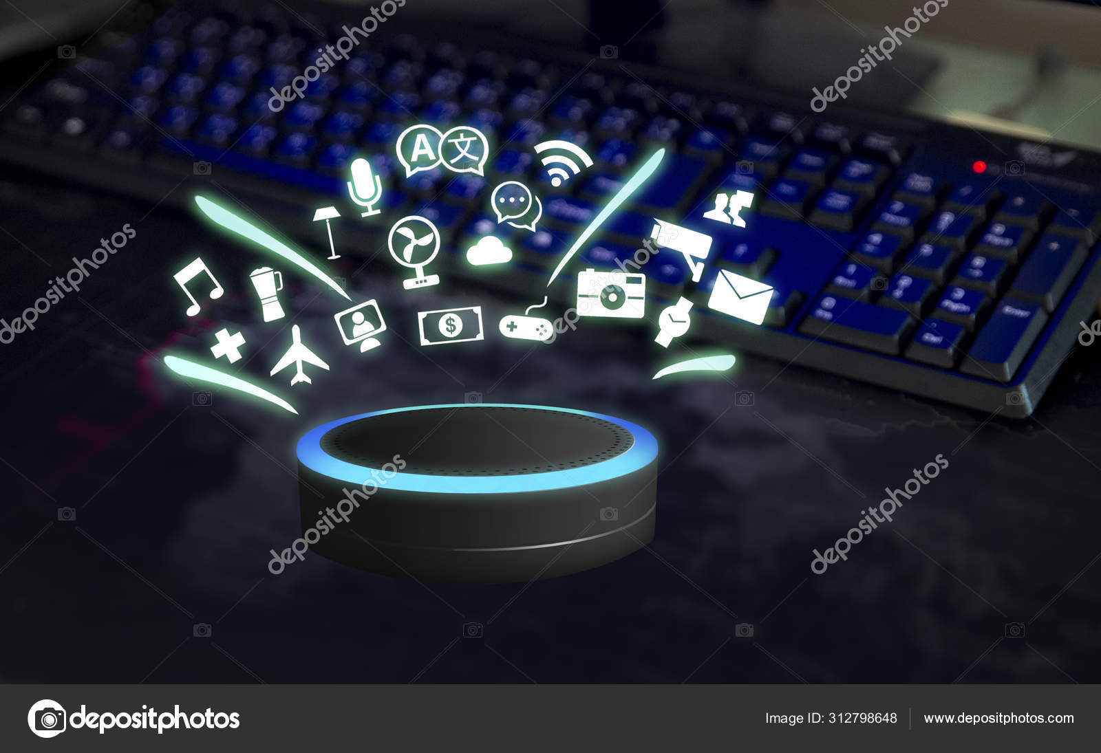 Smart Home assistant device, Virtual assistant, AI, Home control IOT ...