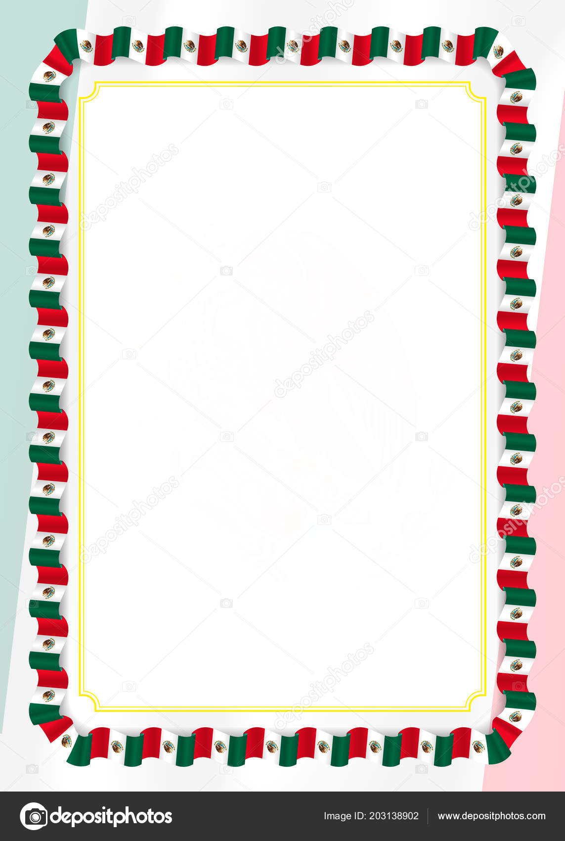 Frame Border Ribbon Mexico Flag Template Elements Your Certificate ...