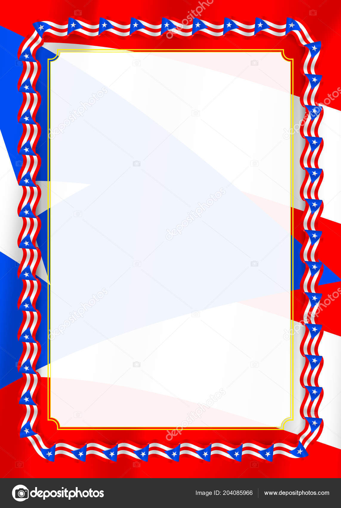 Marco Borde Cinta Con Bandera Puerto Rico Elementos Plantilla Para ...