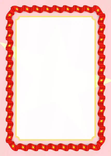 Frame and border of ribbon with Vietnam flag, template elements for ...