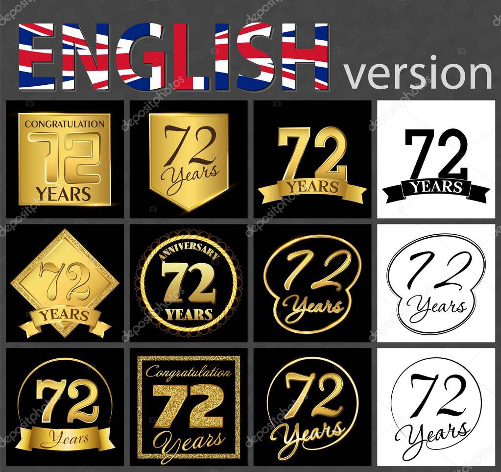 Conjunto de 72 años (setenta y dos años) celebración. Aniversario de ...