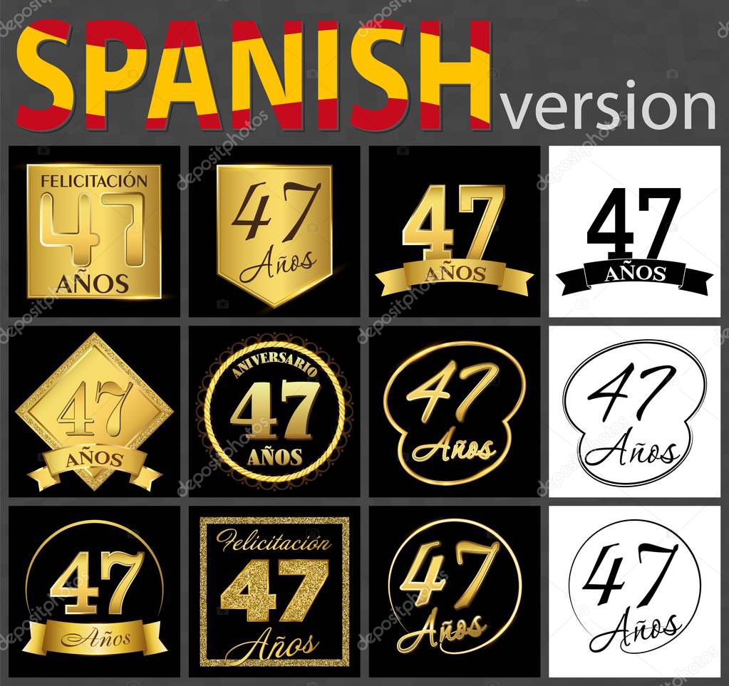 Conjunto de número cuarenta y siete años (47 años) diseño de ... Conjunto de número cuarenta y siete años (47 años) diseño de ...