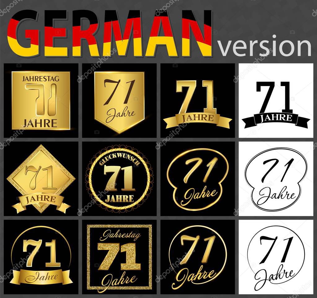 Conjunto de número setenta y un años (71 años) diseño de celebración ...