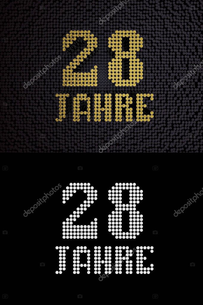 Número de oro alemán veintiocho años. Renderizado 3D 2023