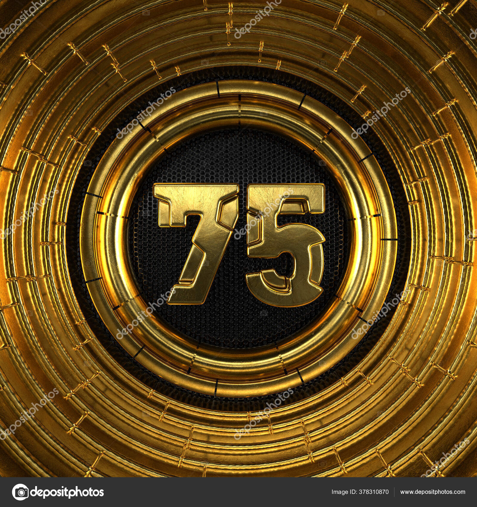 Gold Number Number Seventy Five Perforated Black Metal Background Gold ...