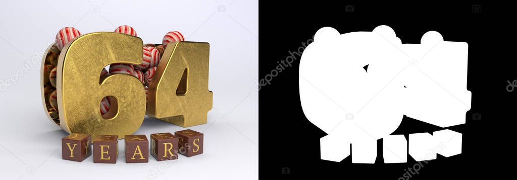 Dise o de celebraci n del aniversario n mero 64 (n mero sesenta y cuatro) con caramelos redondos ...