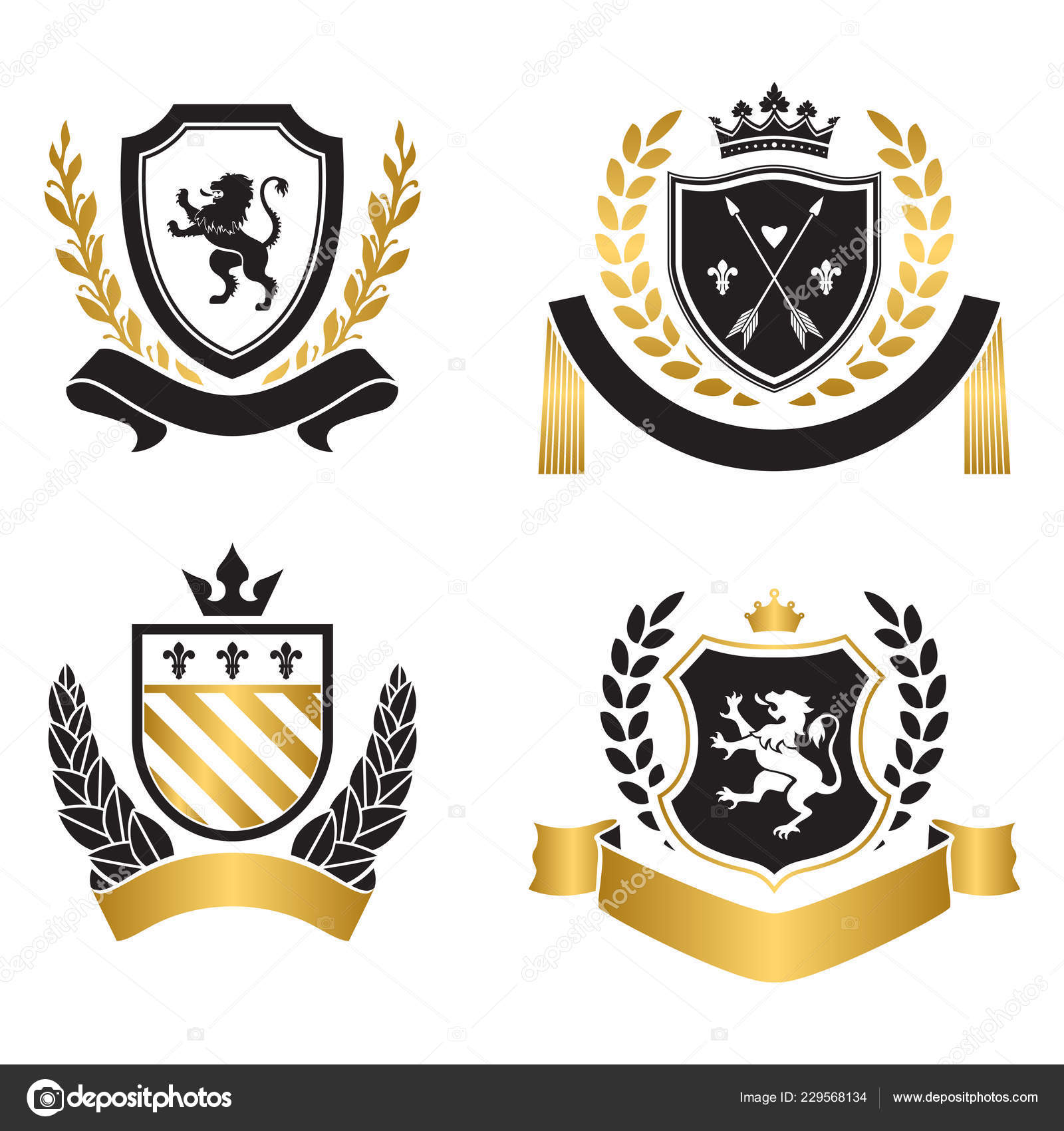 Coats Arms Shields Crown Arrows Laurel Wreath Sides Based Inspired ...