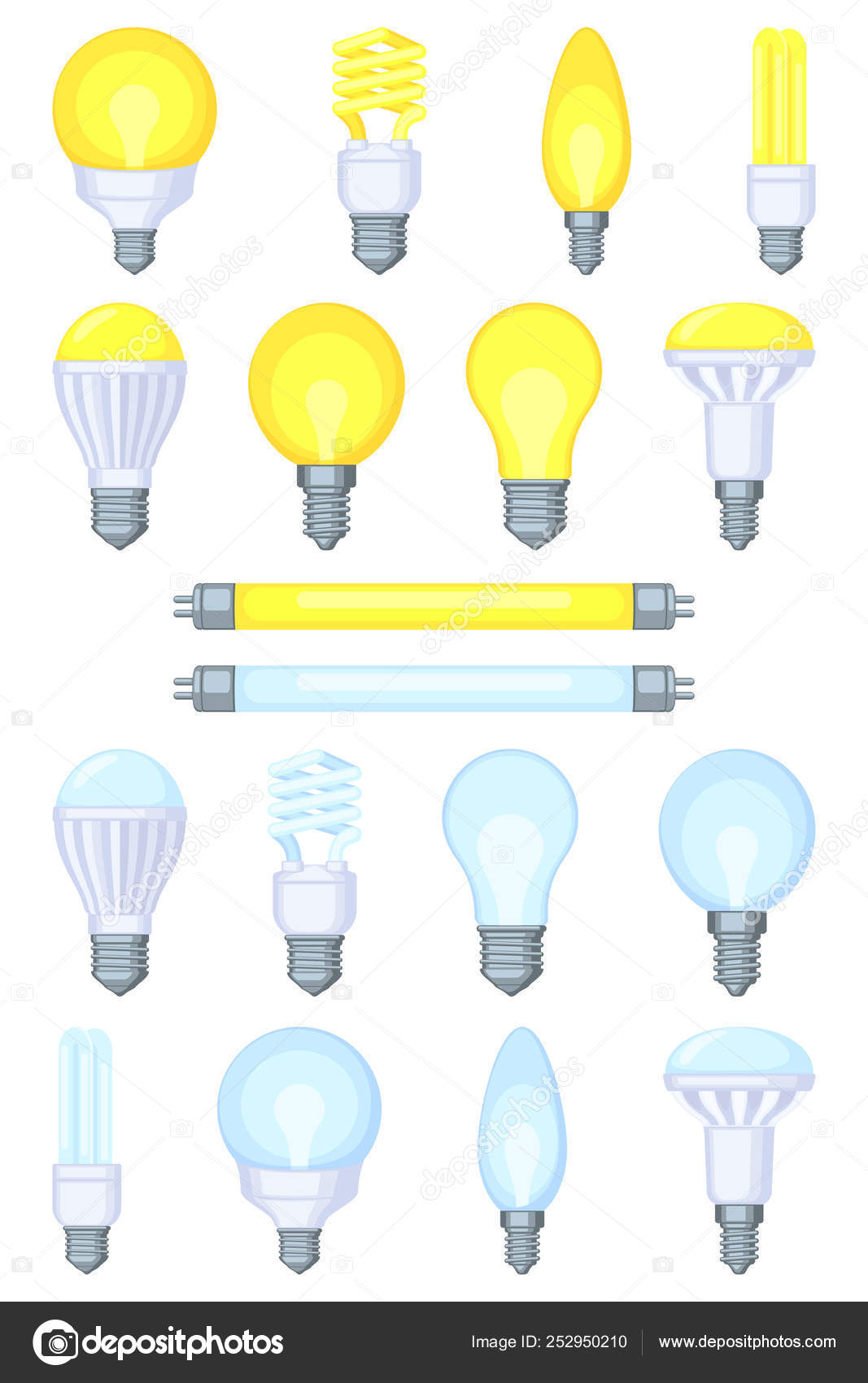 Cartoon Fluorescent Light Bulbs