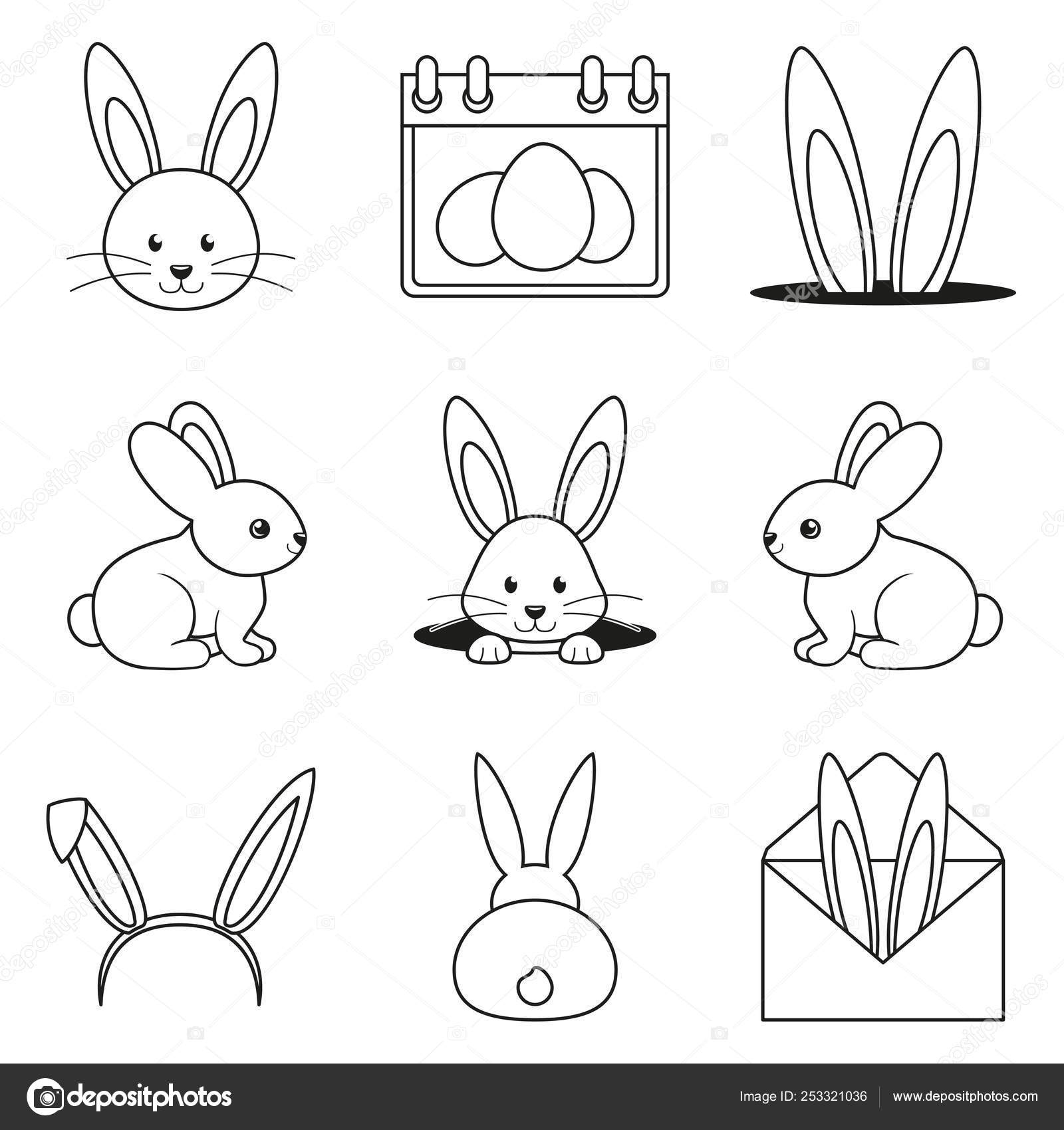 Cute Easter Bunny Clip Art Black And White