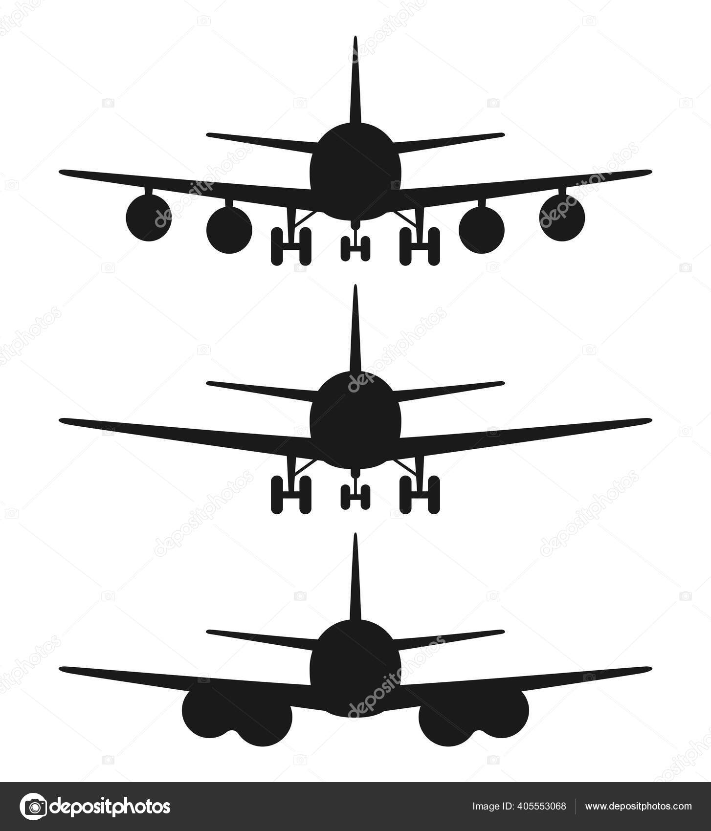 Black and white 3 airplane front view silhouette set Stock Vector by ... Black and white 3 airplane front view silhouette set Stock Vector by ...