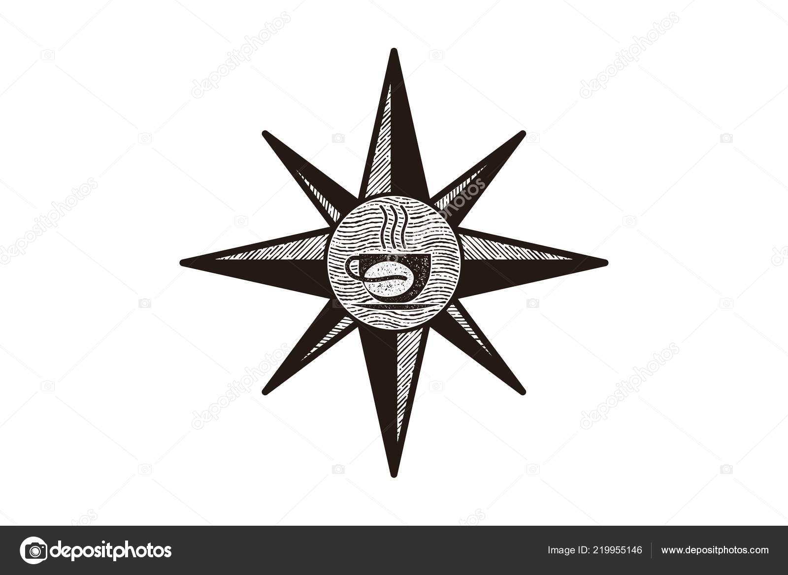 Compass Coffee Cup Logo Designs Inspiration Isolated White Background ...