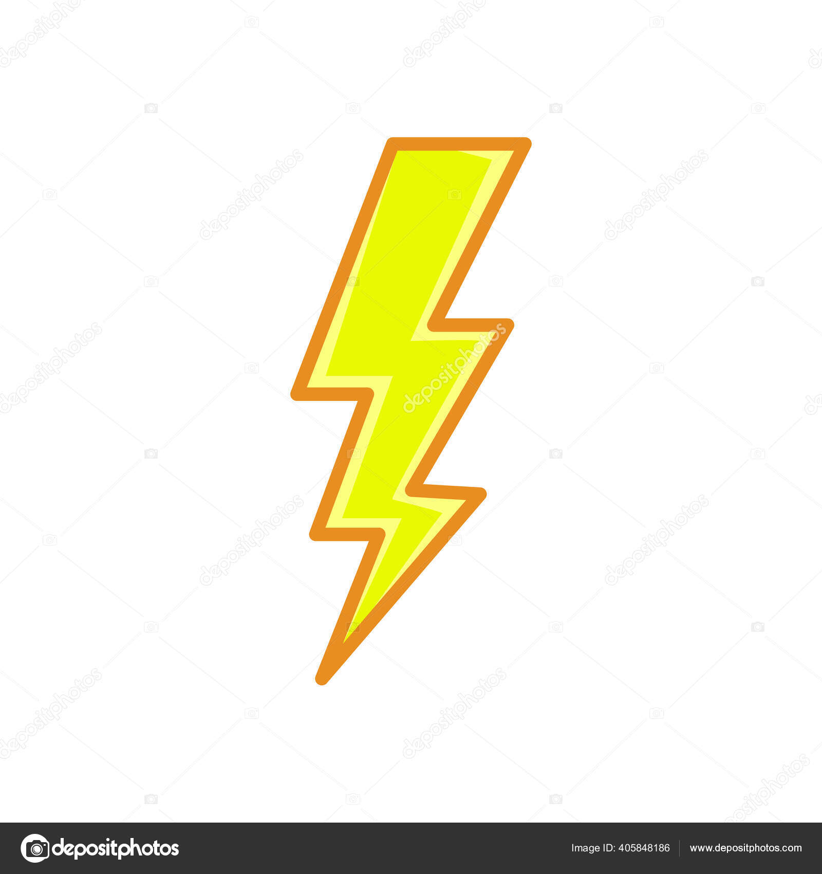 Lightning Bolt Thunderbolt Line Style Yellow Color Flat Icon Stock ...