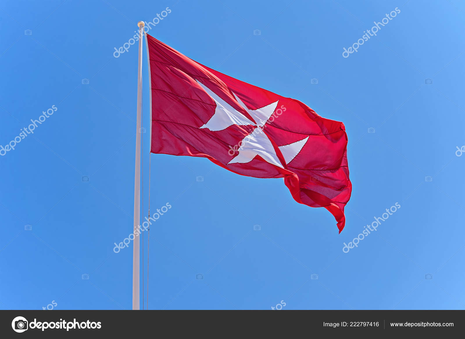 Red Flag Black Cross Symbol Knights Malta Eight Pointed Cross Stock ...