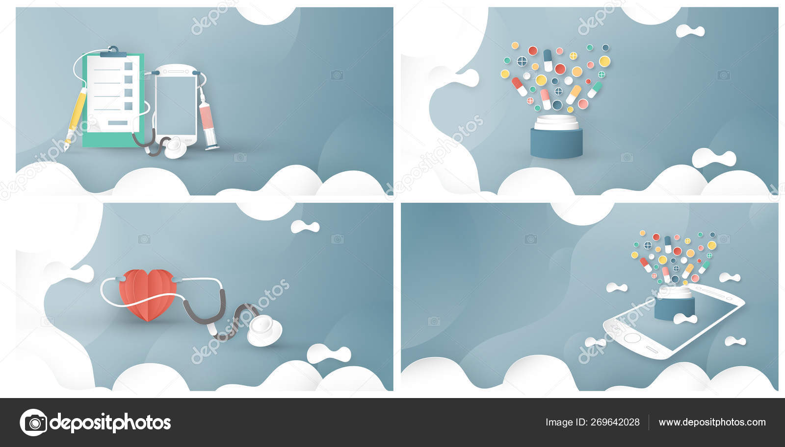 Vector illustration in concept of health insurance. Template ele Stock ...