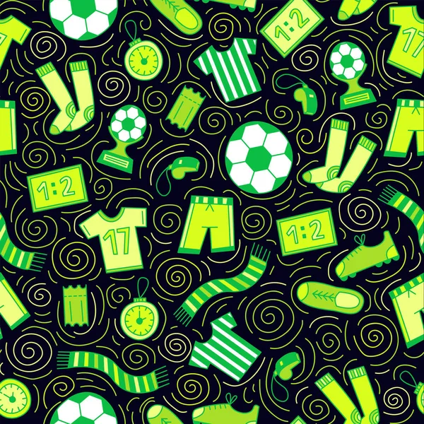 Sports Seamless Pattern Soccer Football Symbols Line Art Style Vector ...