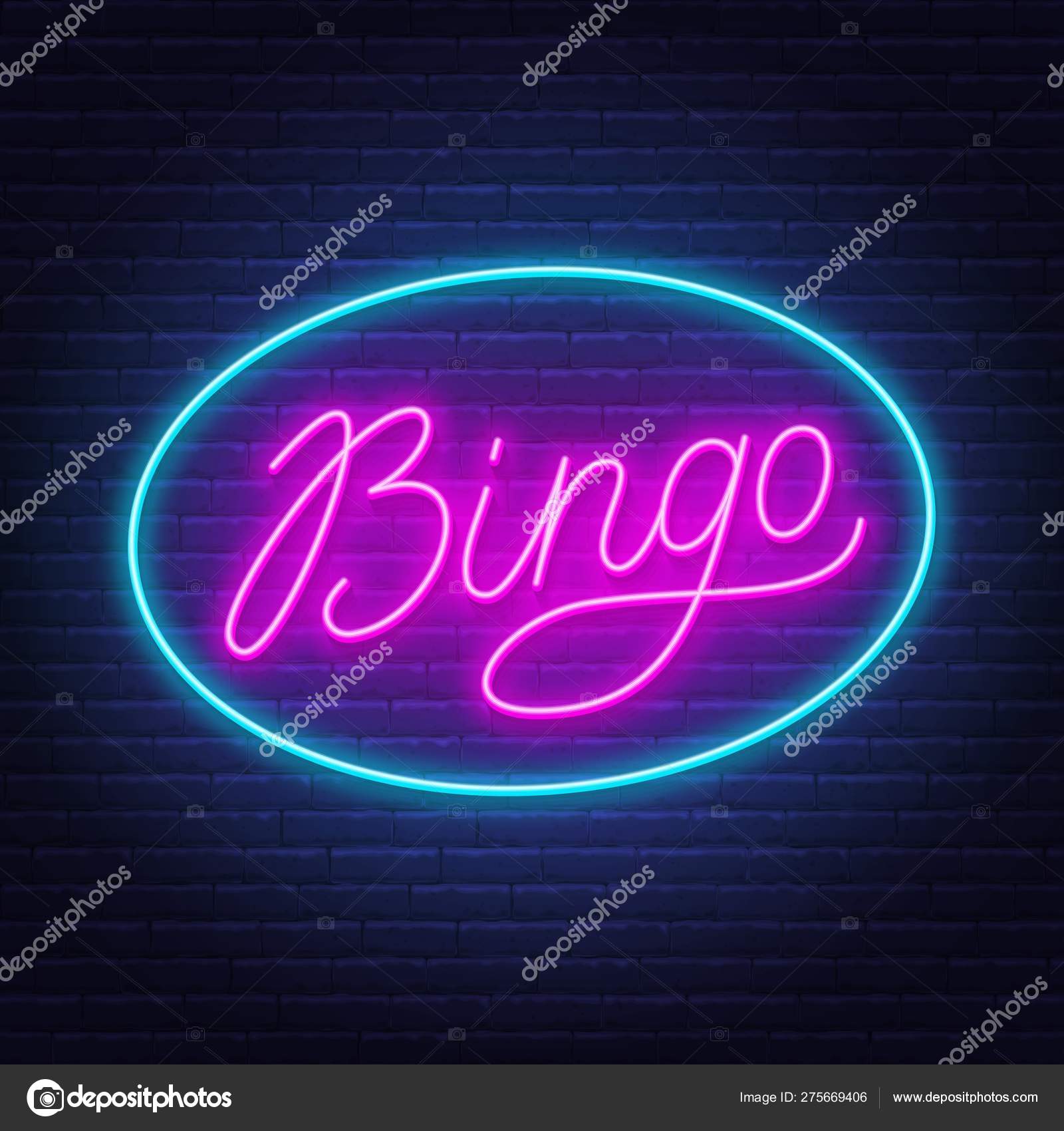 Bingo neon sign on brick wall background. Stock Vector Image by ...