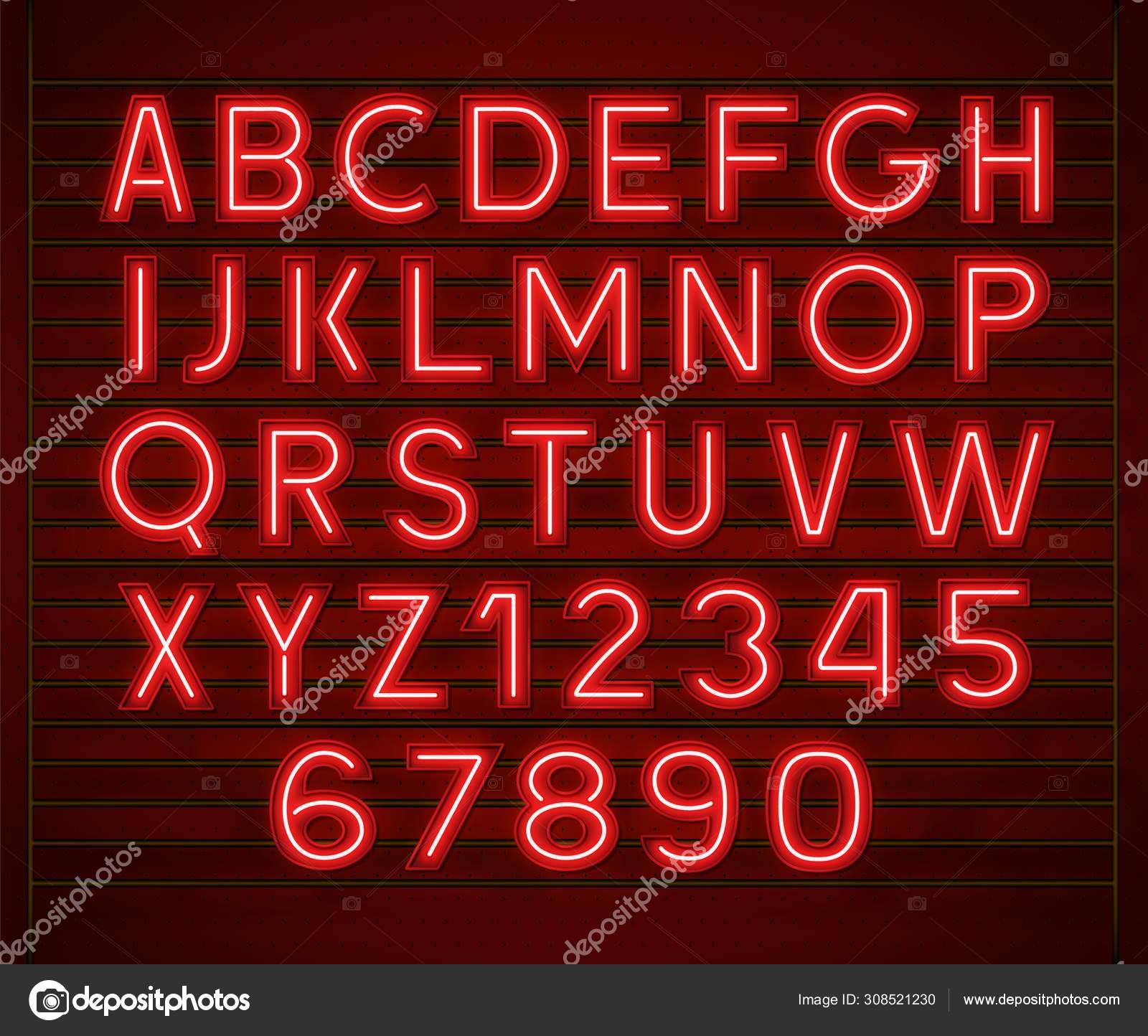 Neon glowing red 3d letters and numbers. Stock Vector by ©RadistMorze ...