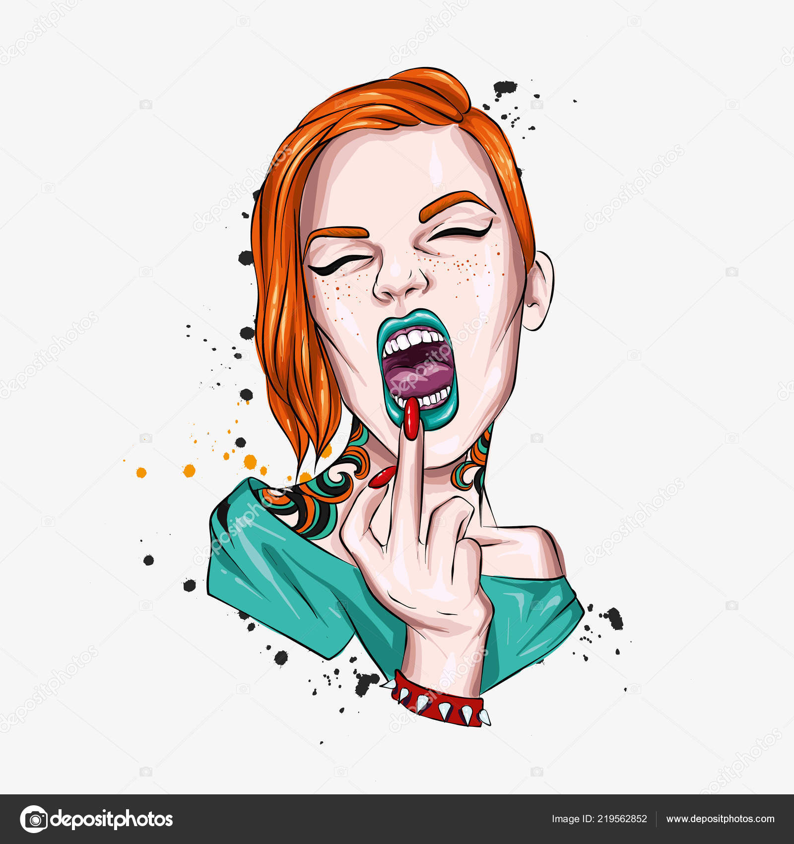 Girl Middle Finger Cartoon