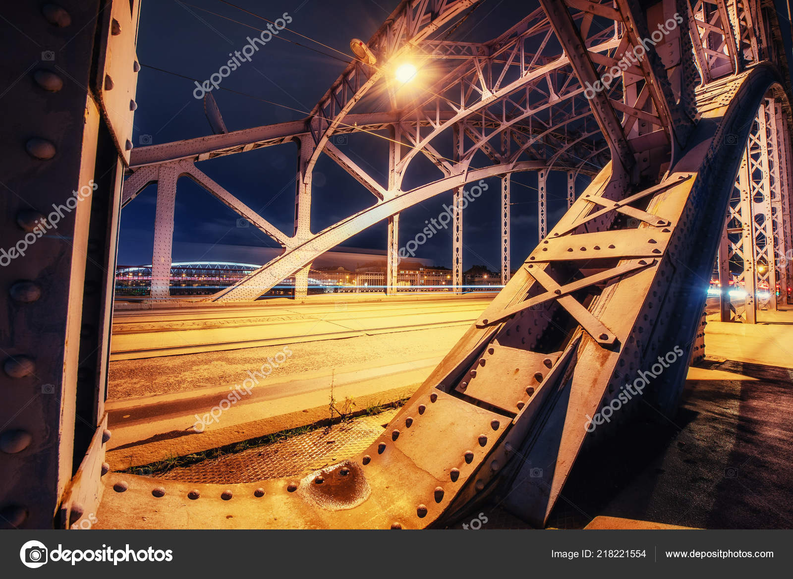 Support Bridge Steel Structure Close Part Bridge River Krakow Poland ...