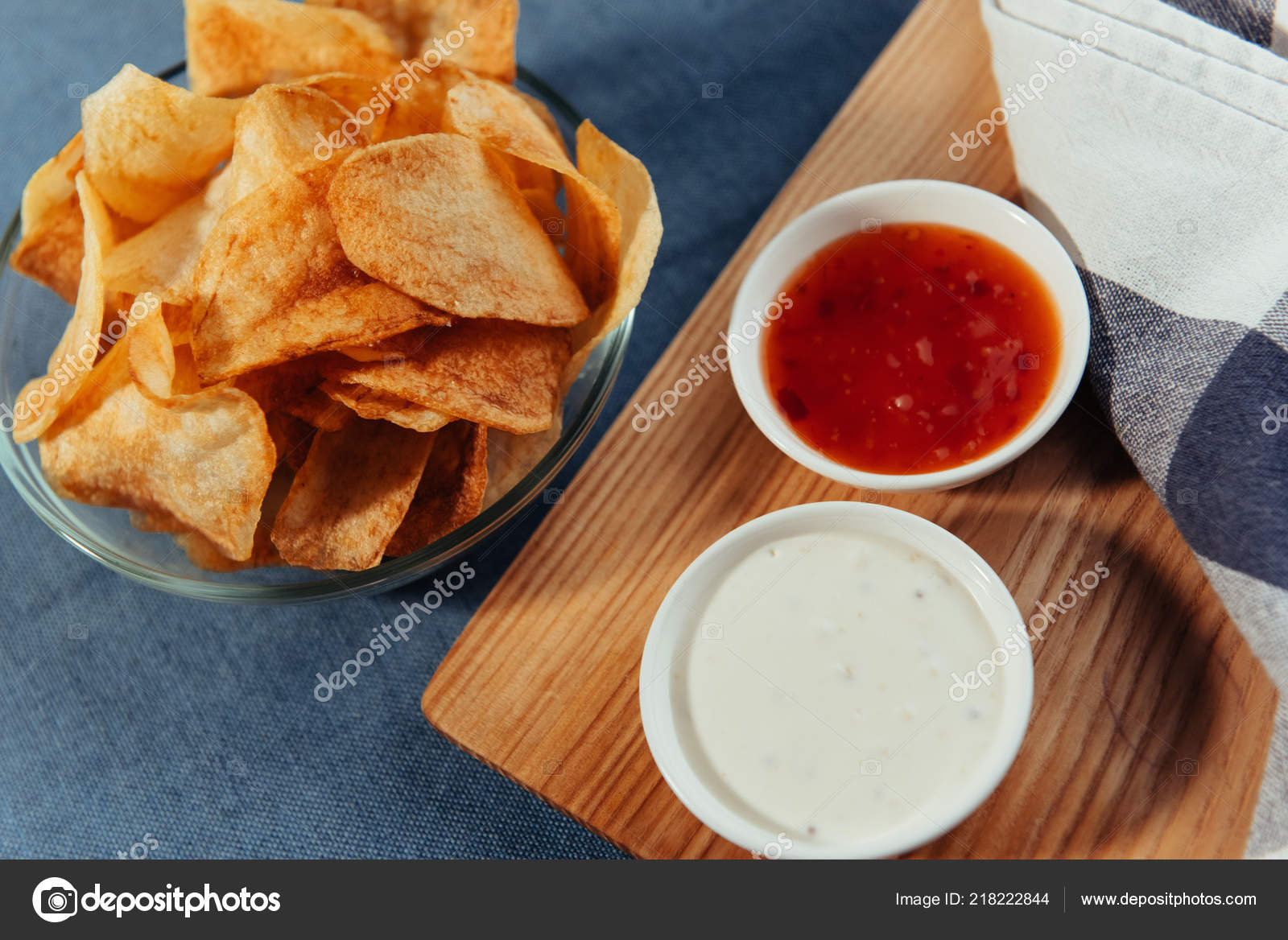Potato Chips Sauce Table Homemade Sauces — Stock Photo © myronstandret ...