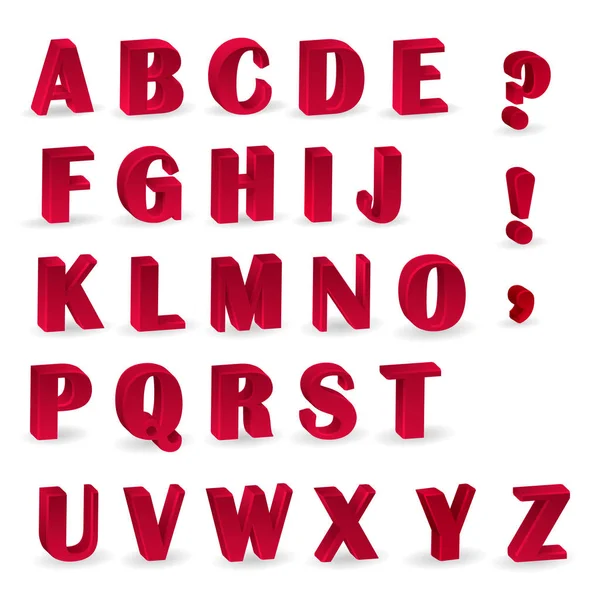 Red 3d letters alphabet, lettering. Design of red abc for typography ...