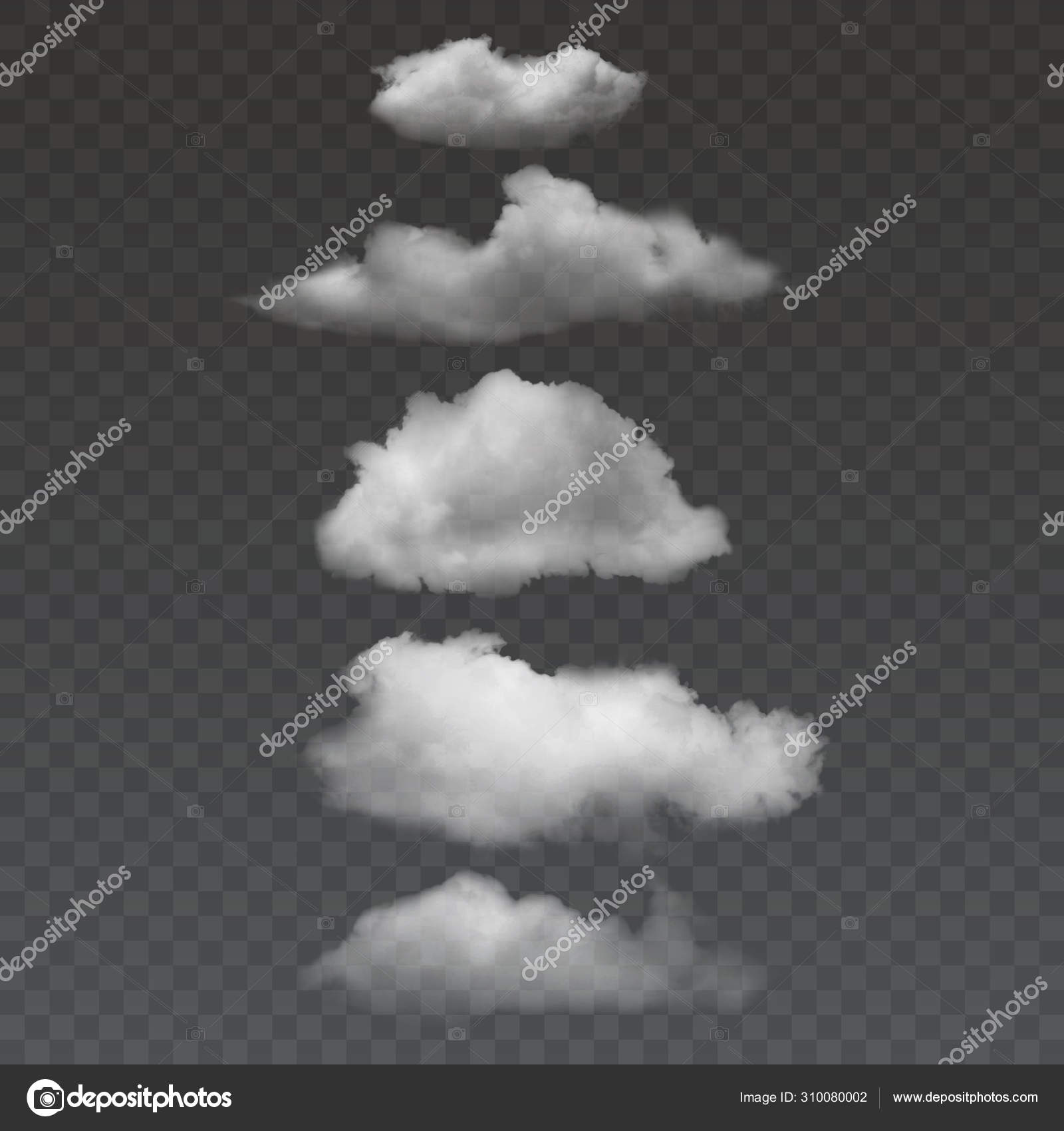 Awan transparan. berbeda dan realistis awan, Vektor ilustrasi Vektor ...