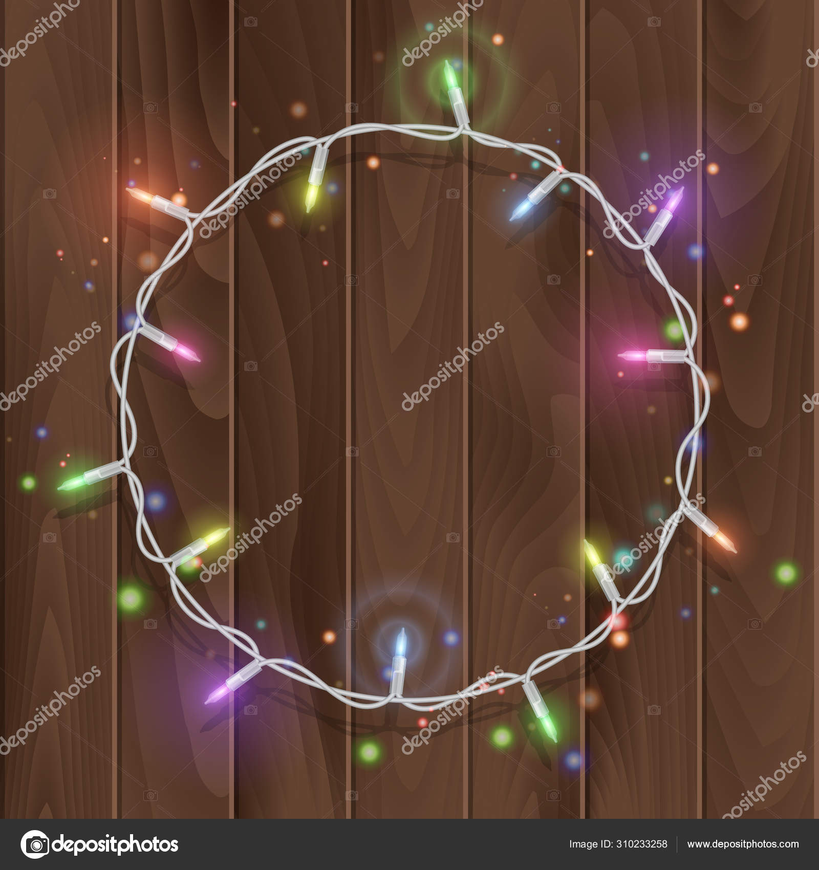 Christmas lights border vector, light string frame isolated on dark ...