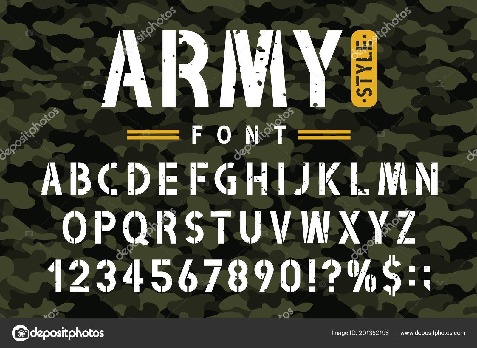 Military Stencil Font Camouflage Background Rough Grungy Stencil ...