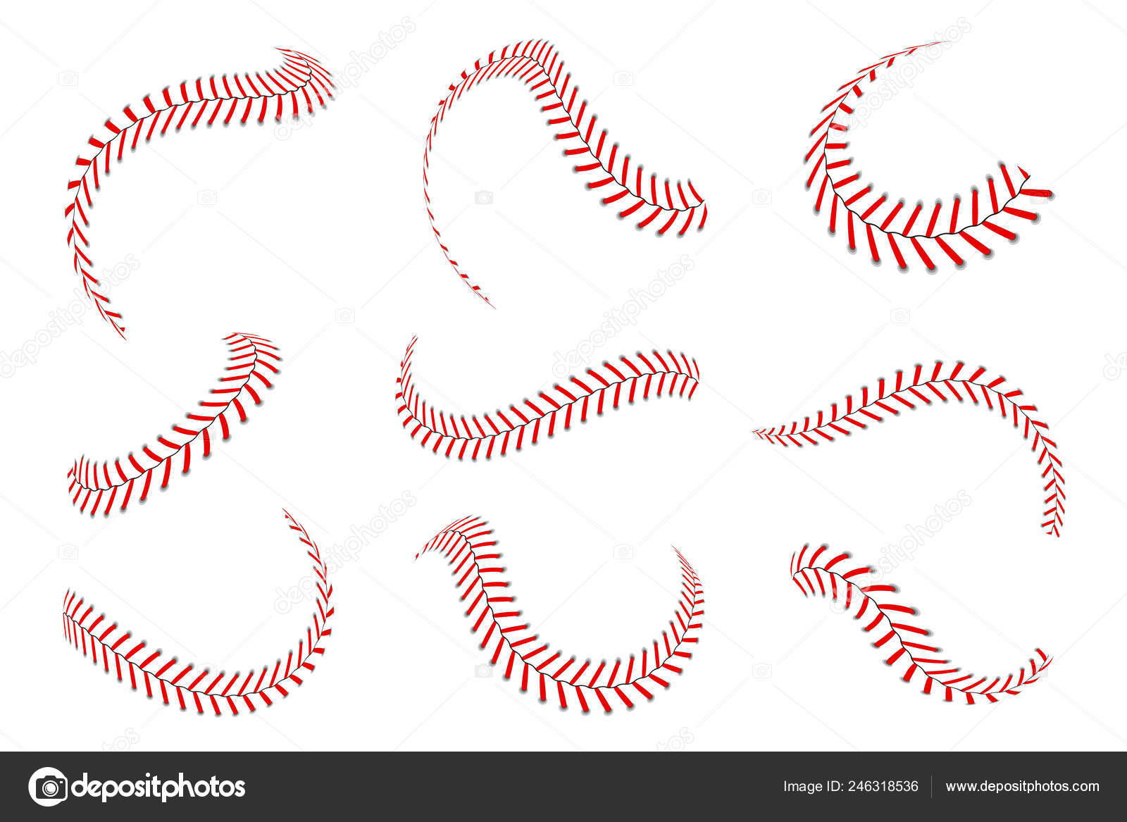 Baseball Laces Set Baseball Stitches Red Threads Sports Graphic ...