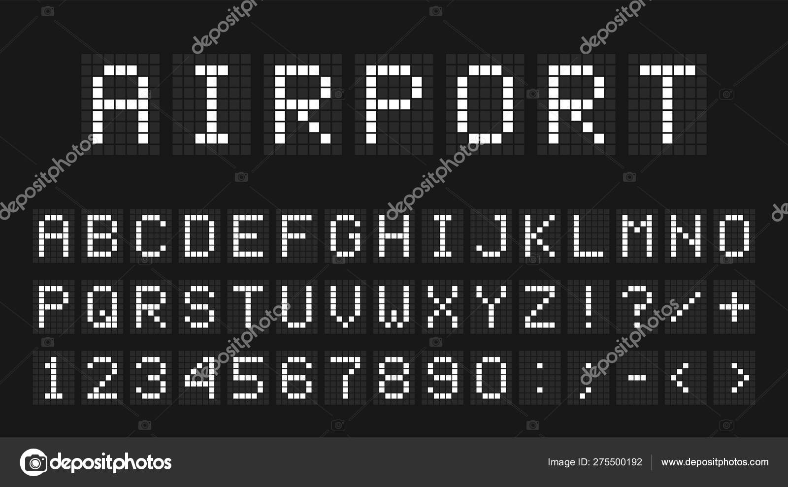 Led digital font, letters and numbers. English alphabet in digital ...