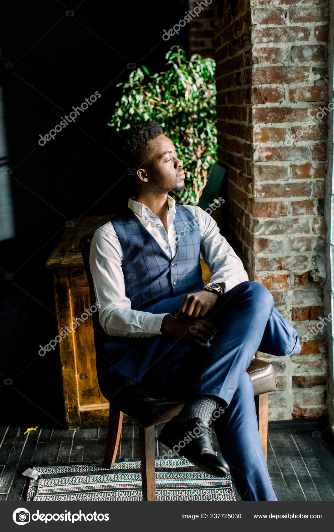 Close Portrait Handsome Young Male Fashion Model Sitting Window — Stock ...