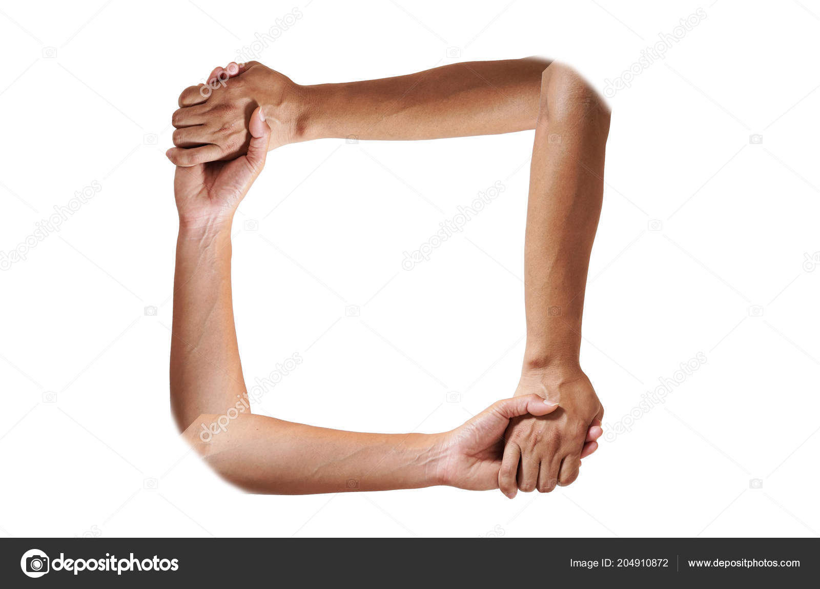 Woman Man Hands Making Frame Gesture White Background Copy Space Stock ...