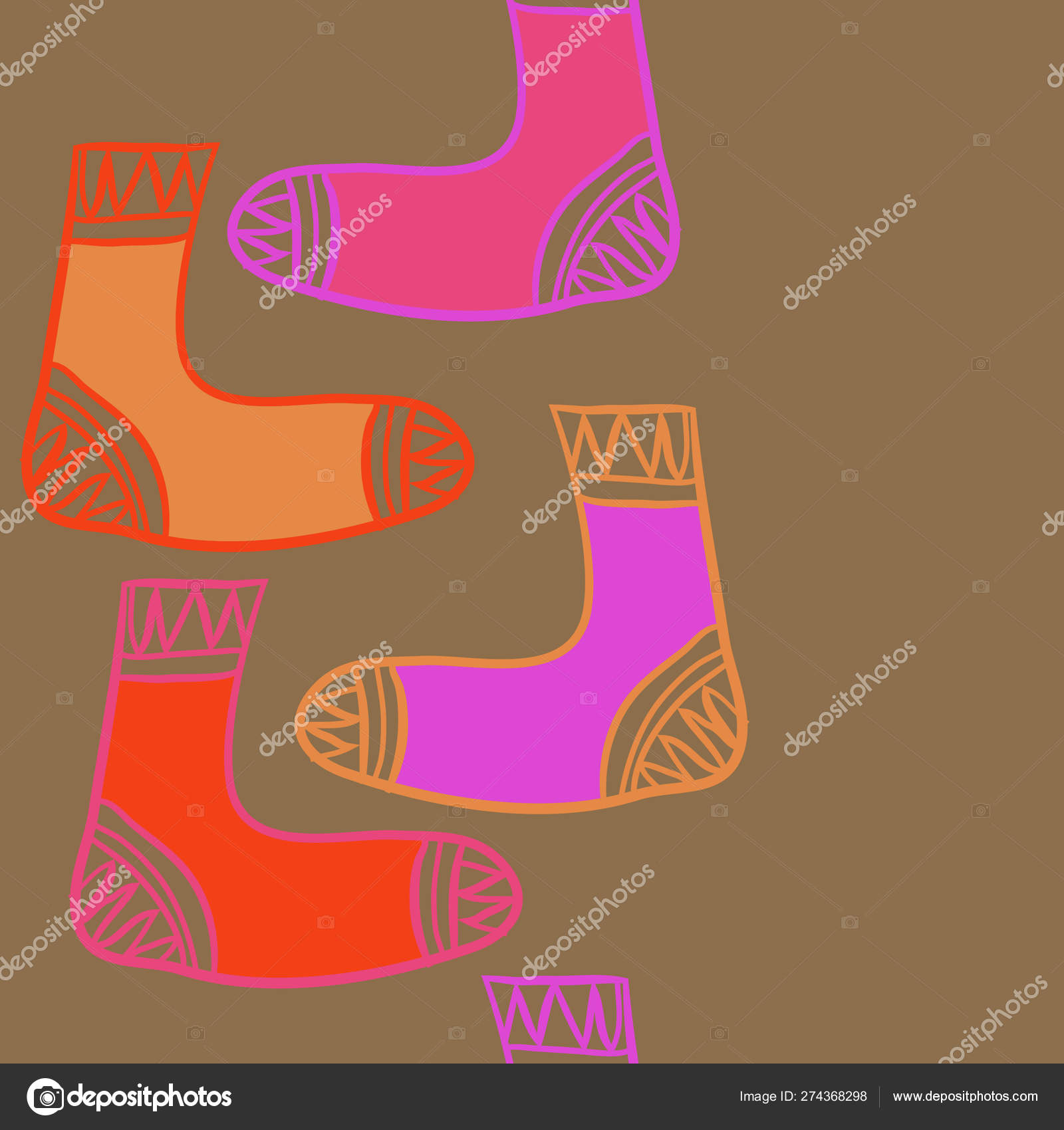Seamless Vertical Pattern Socks Doodles Copy Space Vector Illustration ...