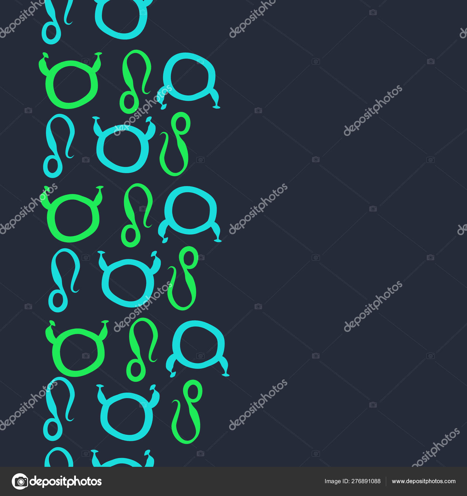 Green Horoscope Zodiac Signs Vector Illustration Taurus Leo Signs Stock ...