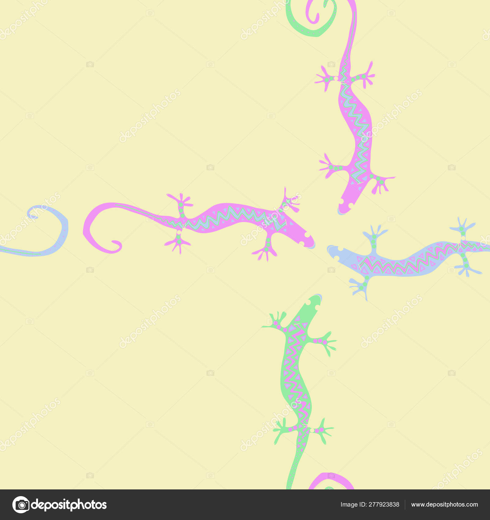 Seamless Crossed Lizards Pattern Simply Vector Illustration Stock ...