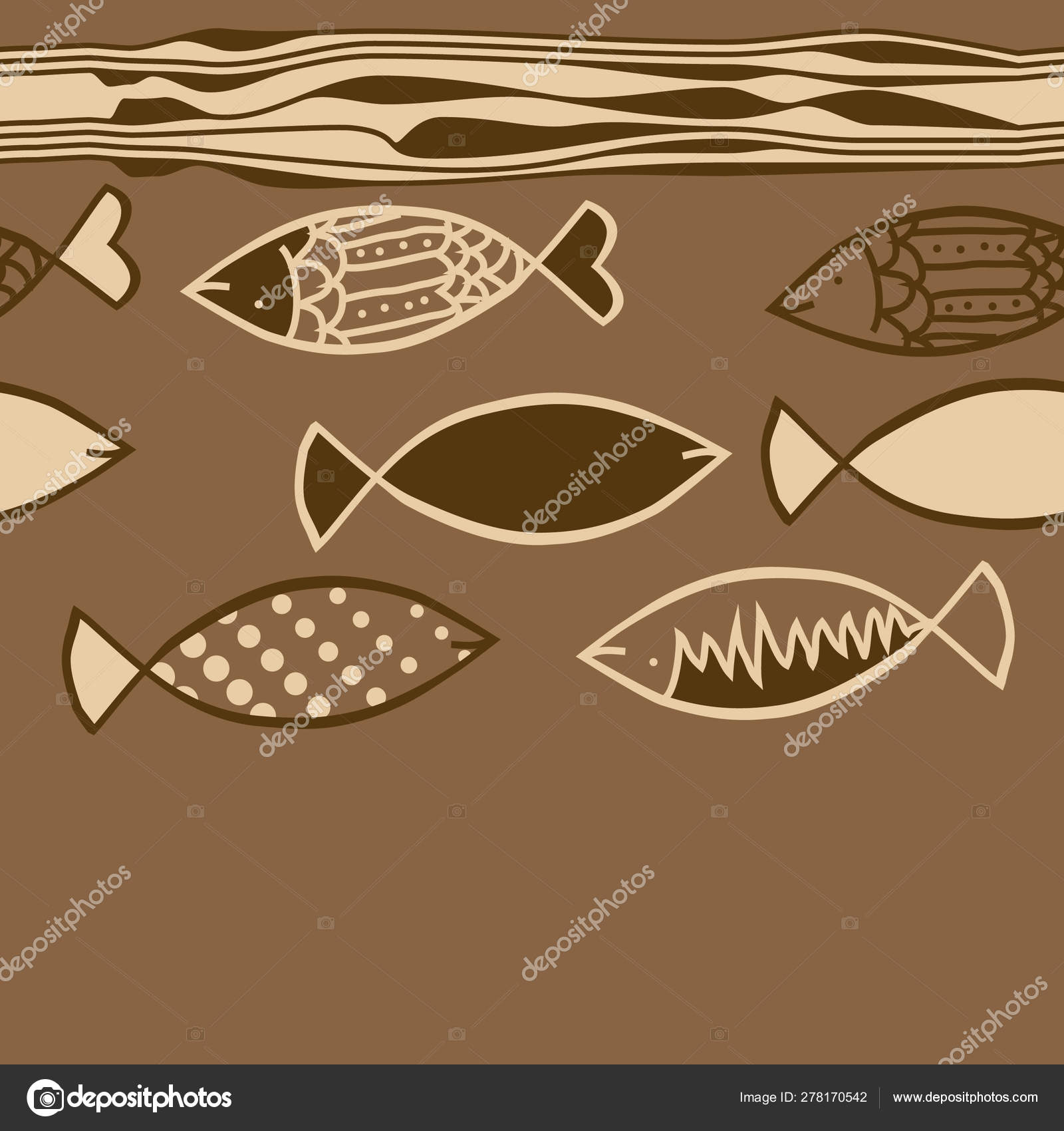 Seamless Abstract Fish Pattern Vector Background Stock Vector by ...