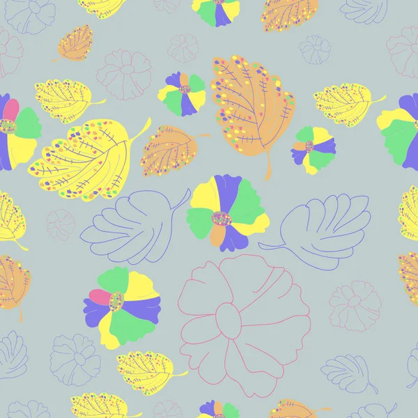 Composition Flowers Leaves Dashed Lines Labels Stock Vector by ...