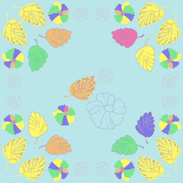Composition Flowers Leaves Dashed Lines Labels Stock Vector by ...