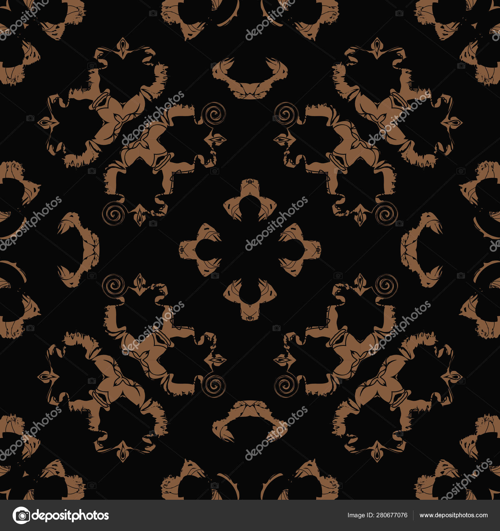 Circular Seamless Pattern Floral Motif Spots Hole Stripes Spirals Waves ...