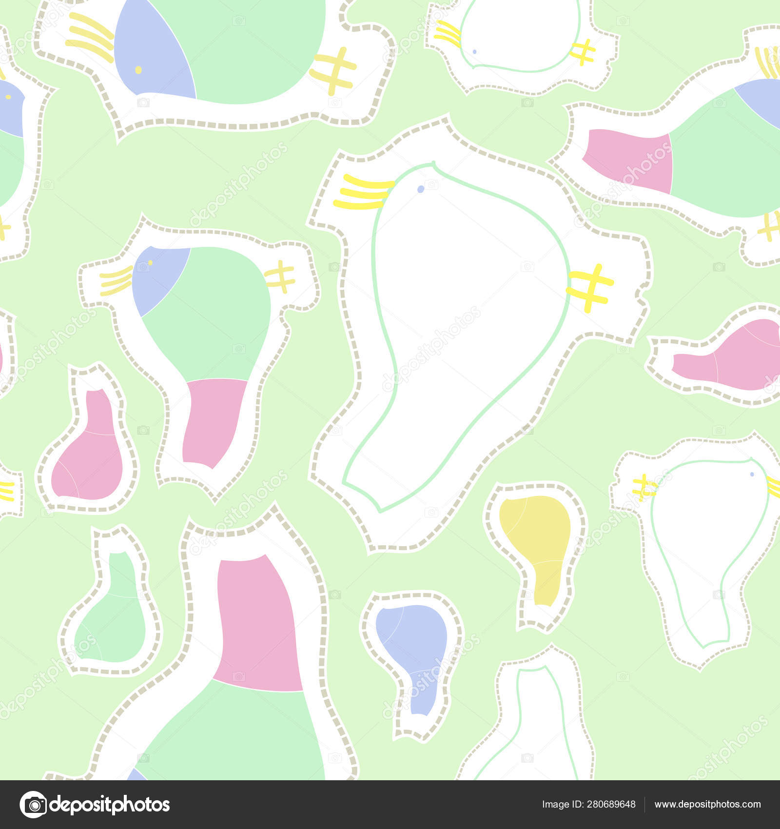 Birds Pattern Stripes Spots Dashed Lines Tags Stock Vector by ...