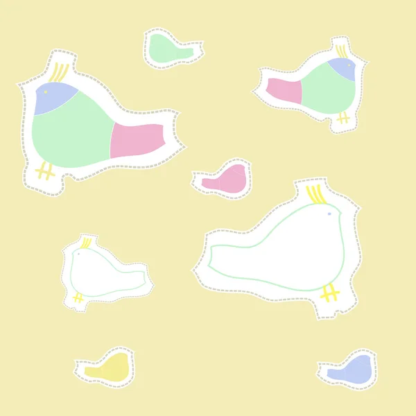 Birds Pattern Stripes Spots Dashed Lines Tags Stock Vector by ...