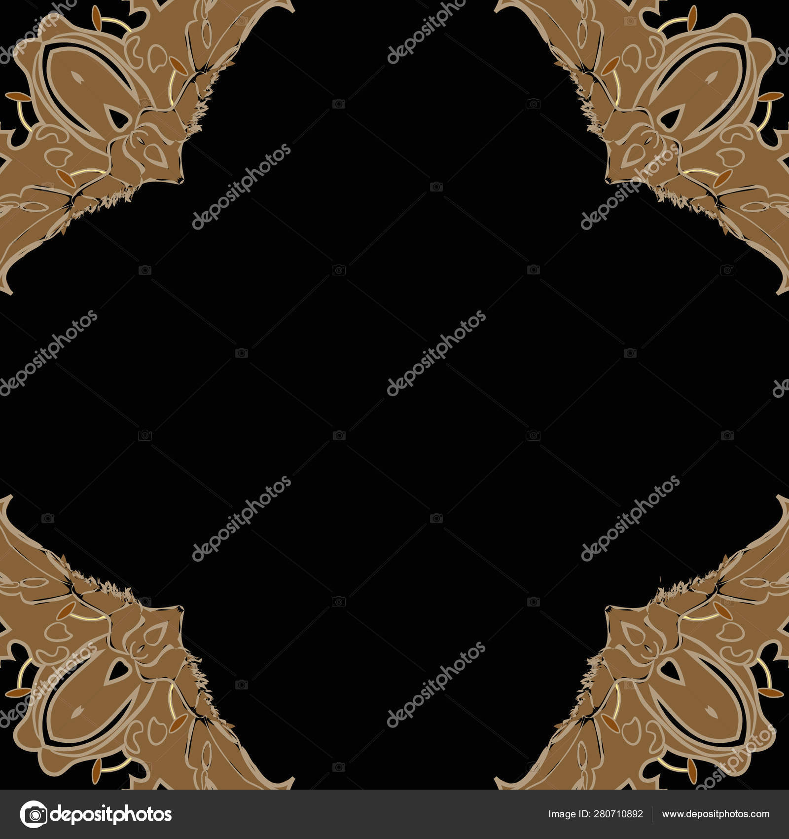 Circular Seamless Pattern Stylized Flowers Ellipses Stamens Waves Spots ...