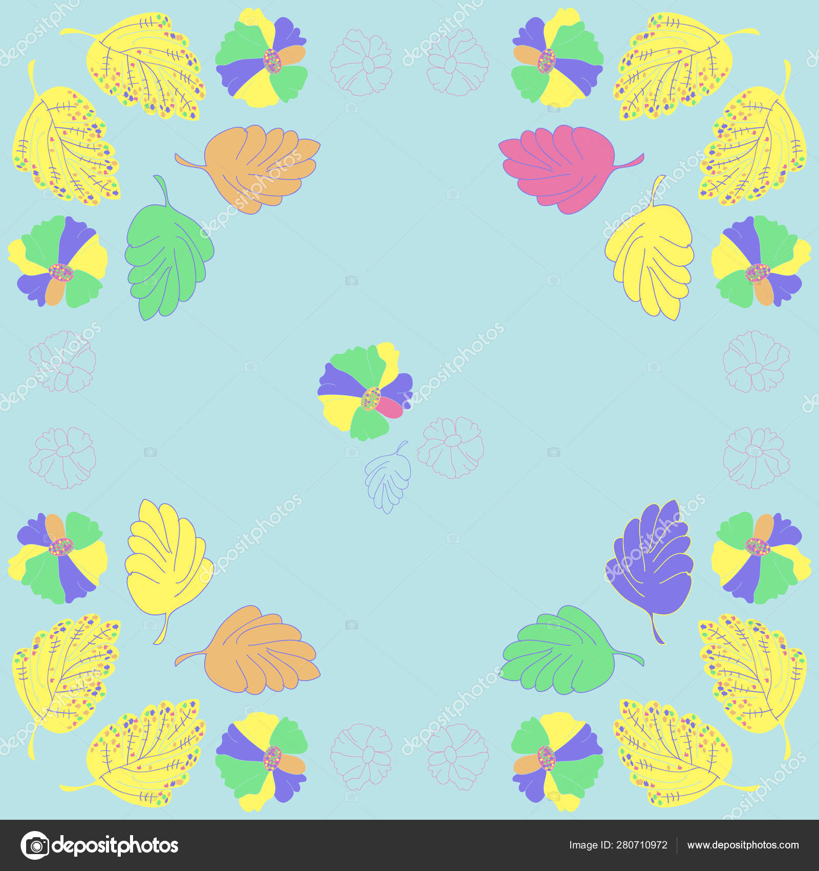 Composition Flowers Leaves Dashed Lines Labels Stock Vector by ...