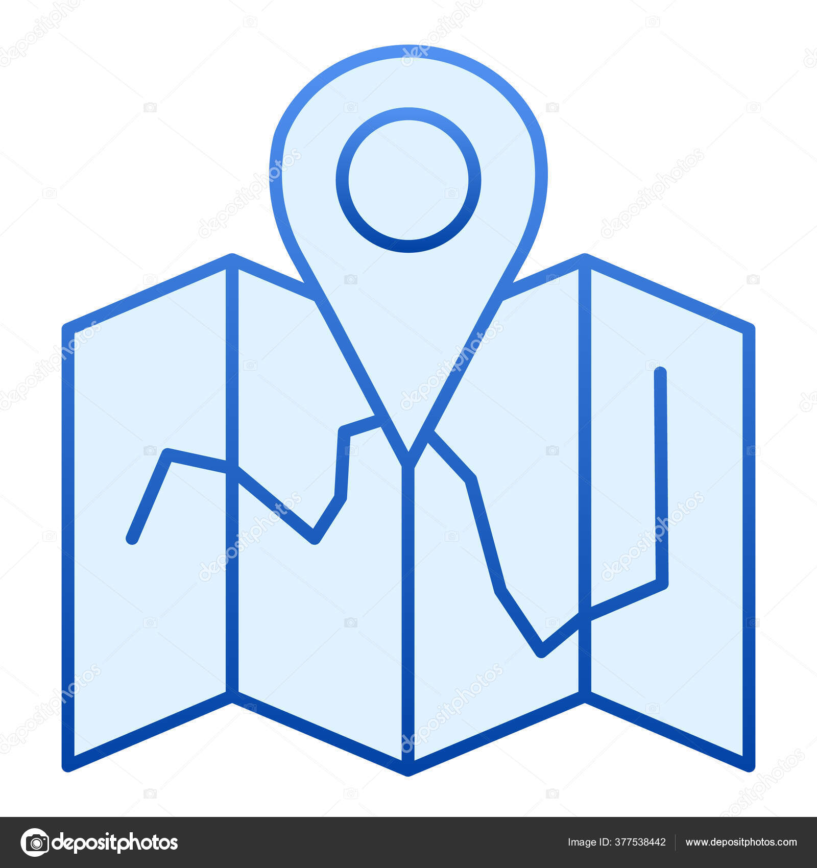 Map location flat icon. Map with pin blue icons in trendy flat style ...