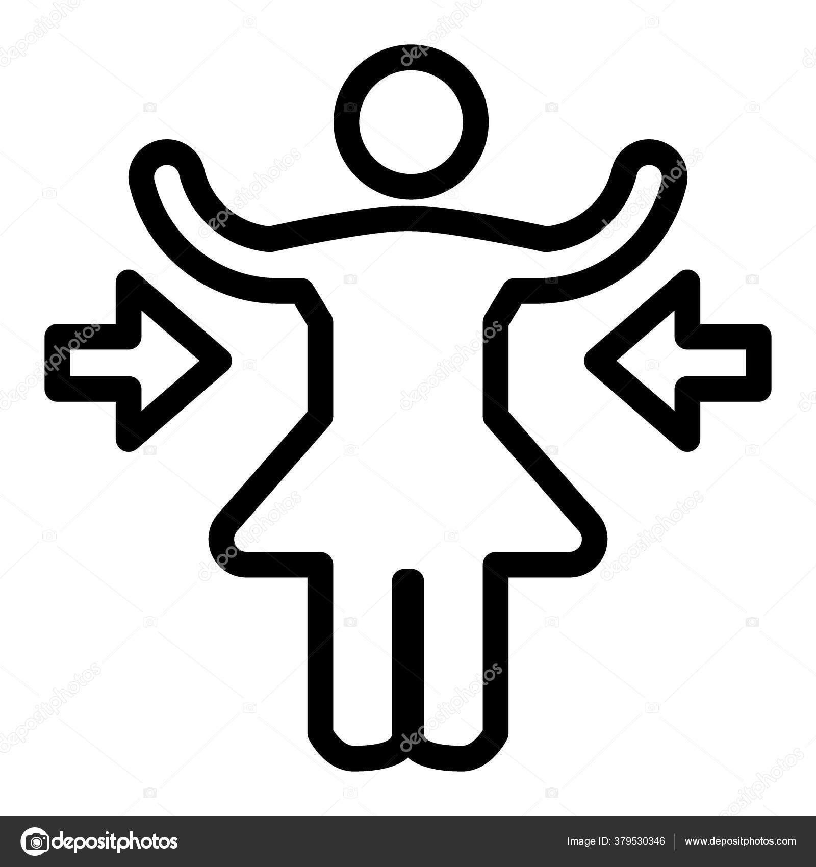 Female body with arrows line icon. Woman figure vector illustration ...