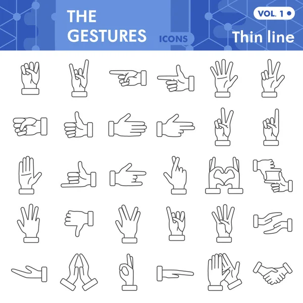 Hands line icon set, gesture symbols collection, vector sketches, logo ...