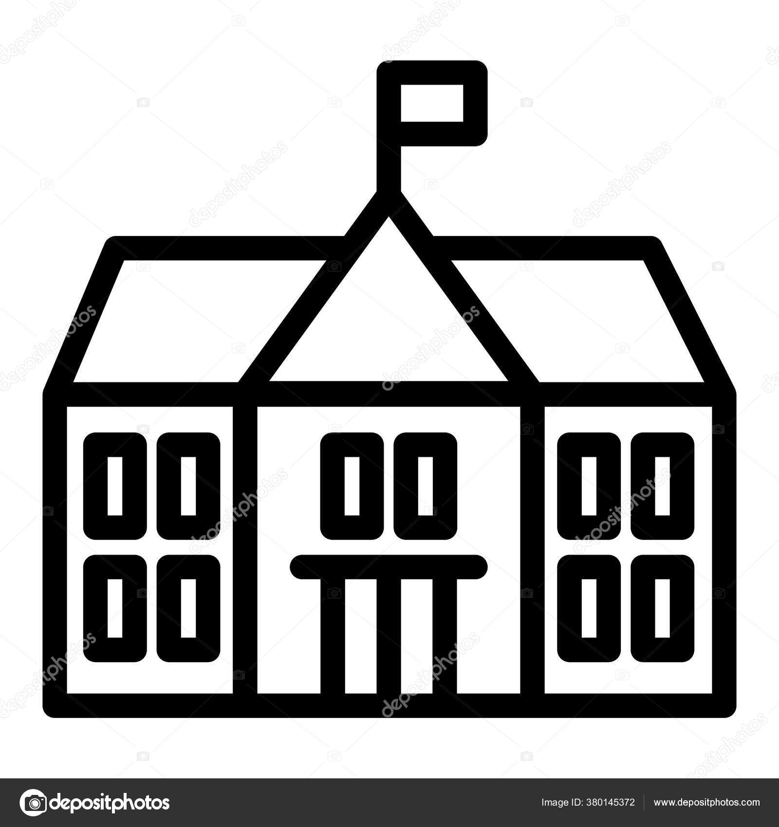 School line icon. Building vector illustration isolated on white ...