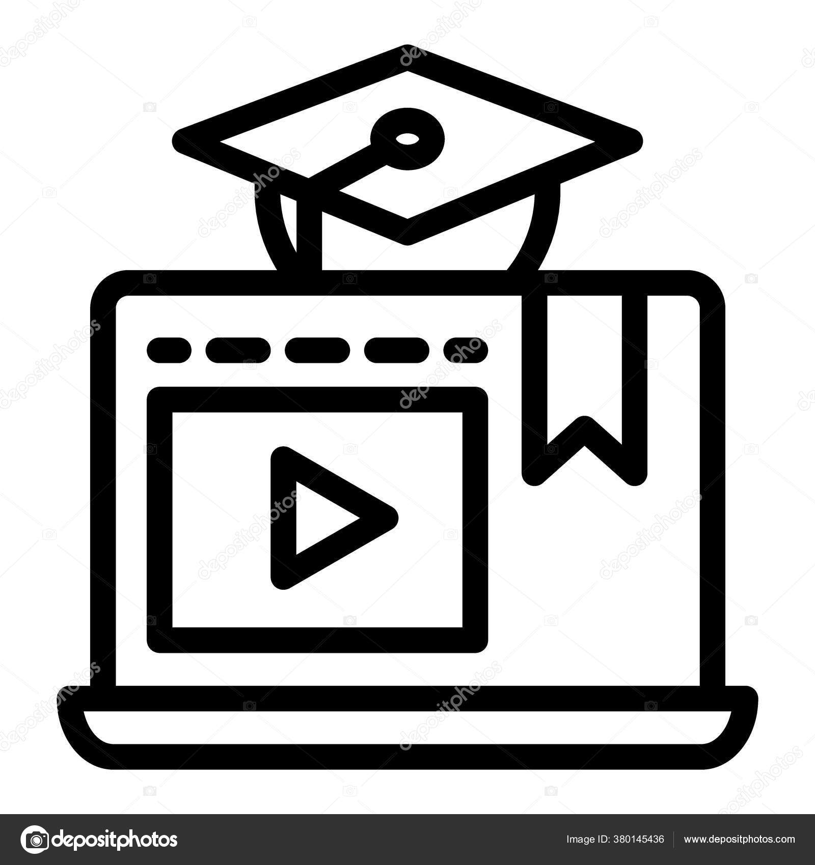 E-learning line icon. Home education vector illustration isolated on ...